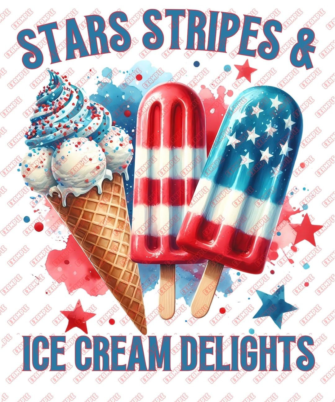 Stars Stripes Ice Cream Delights, PNG, Summer, Fourth of July ...