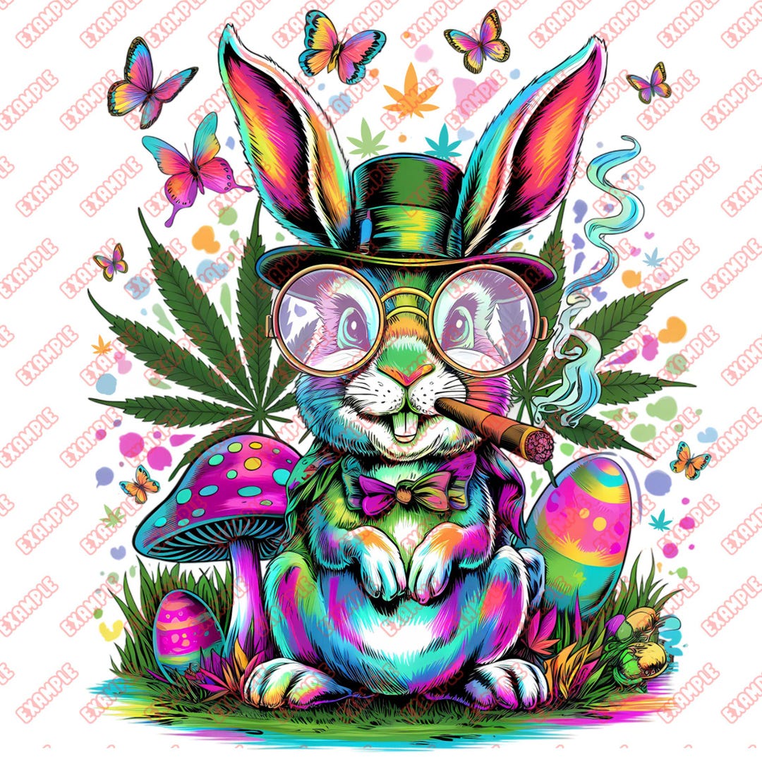 Easter Bunny Smoking A Blunt, Weed Marijuana Funny 420 Digital PNG ...