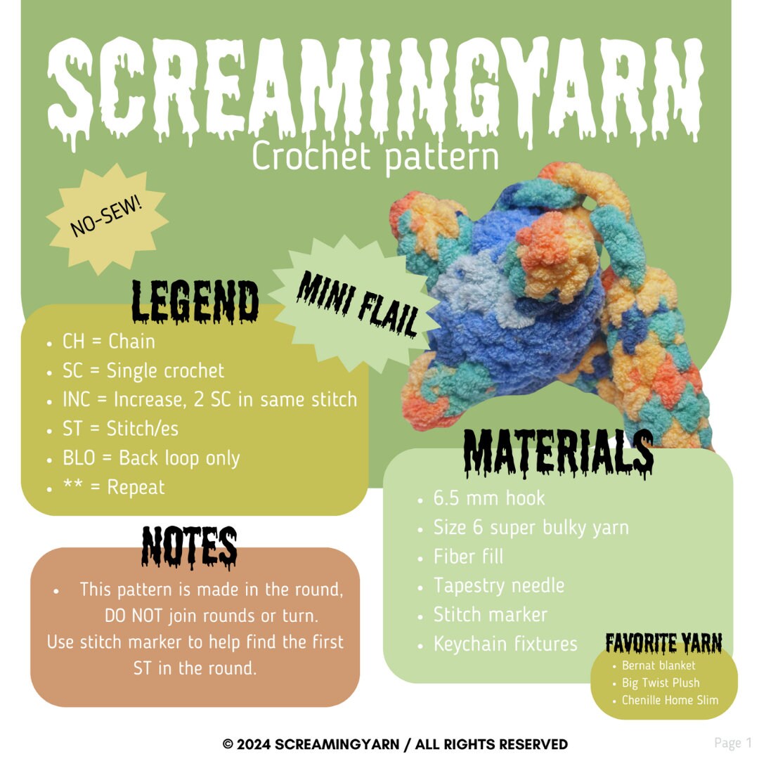 Mini Flail PDF Crochet PATTERN, Fantasy, Amigurumi, Plushy, No Sew - Etsy