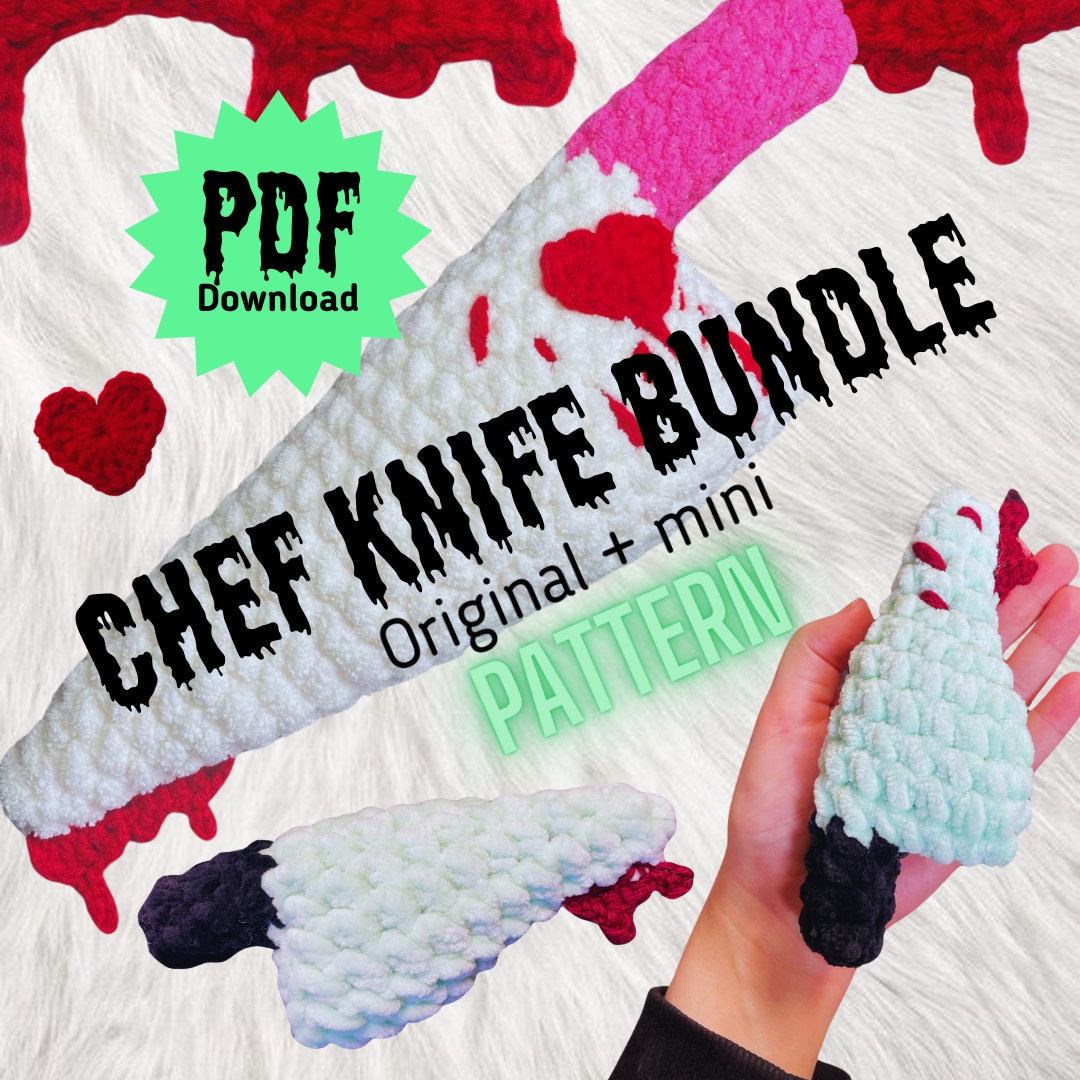 Chef Knife Bundle - PDF 2 PATTERNS, Original + Mini, Crochet, Ghost ...