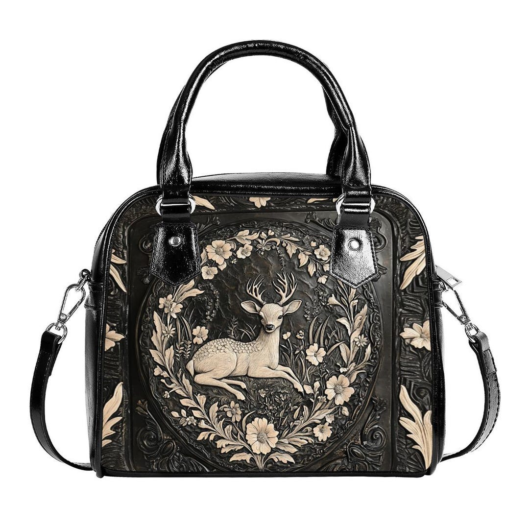 Goth Victorian Mourning Purse, Tooled Leather Image Printed on Vegan ...