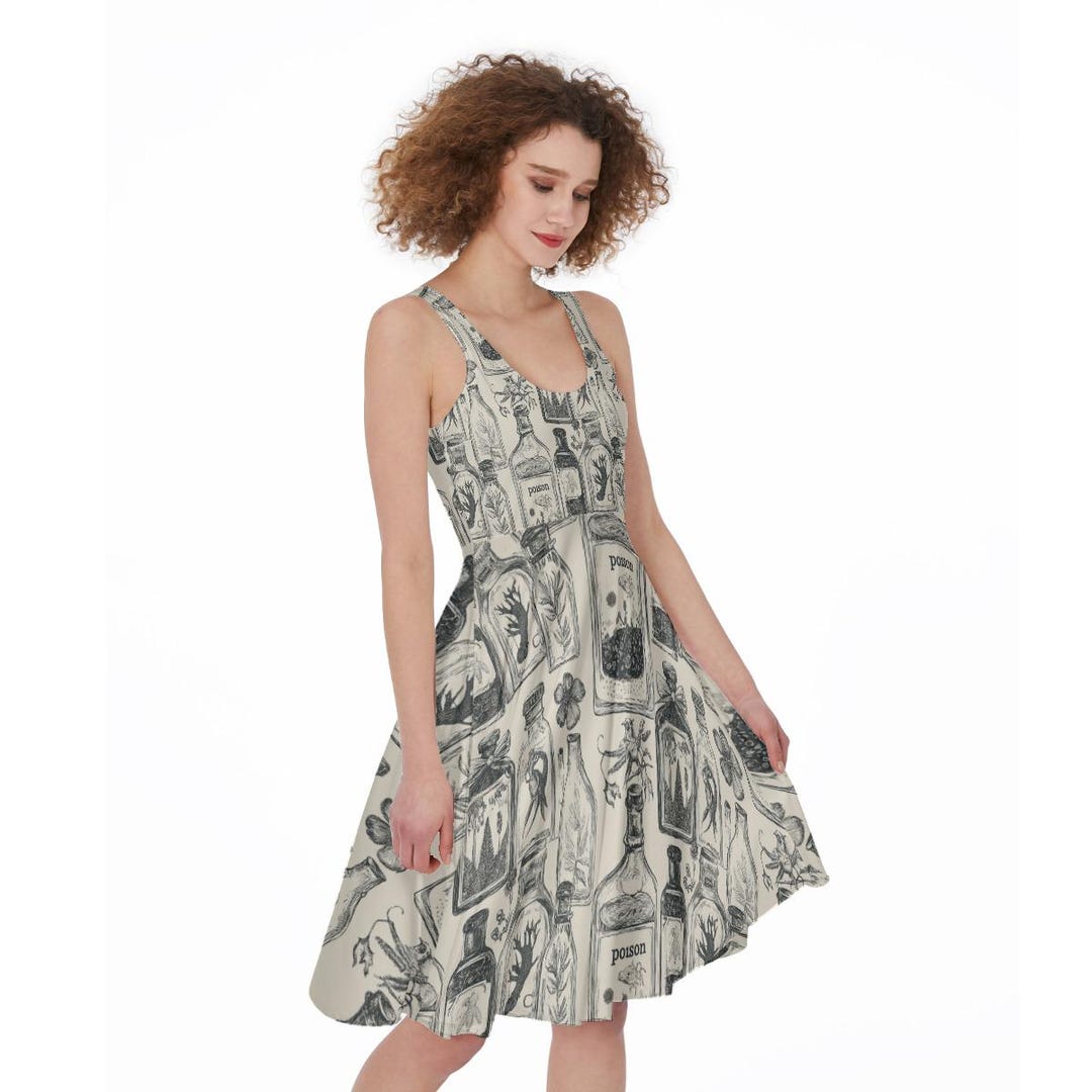 Goth poison Bottles Print Women's Sleeveless Dress, Year-round Attitude ...