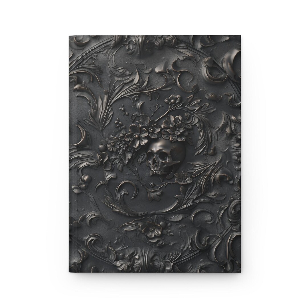 Skull and Flowers Notebook, Gothic Journal, Victorian Leather Design ...