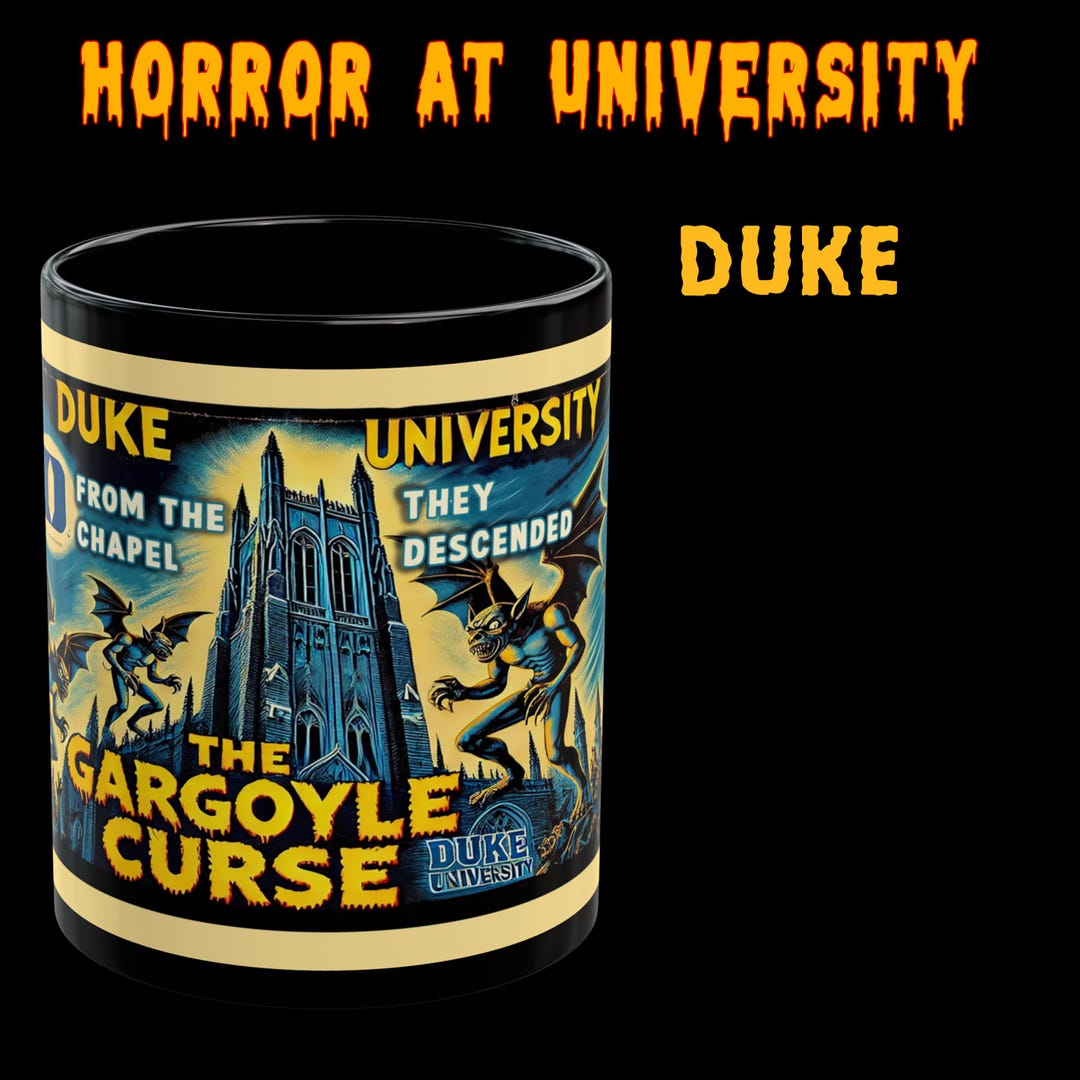 Duke Horror Movie Poster Mug, Duke University Gargoyle Invasion Coffee ...