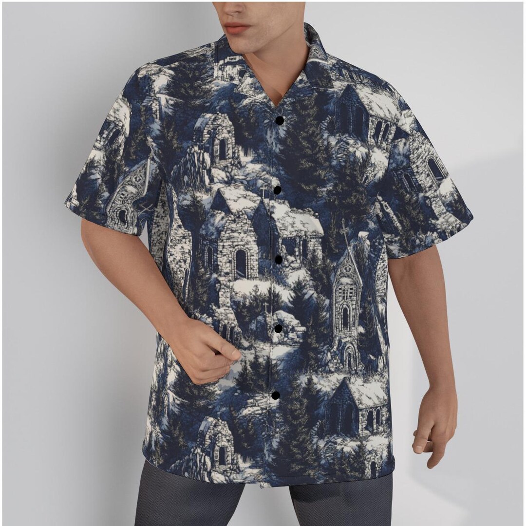Goth Crumbling Churches All-over Print Men's Button Front Dress Shirt ...