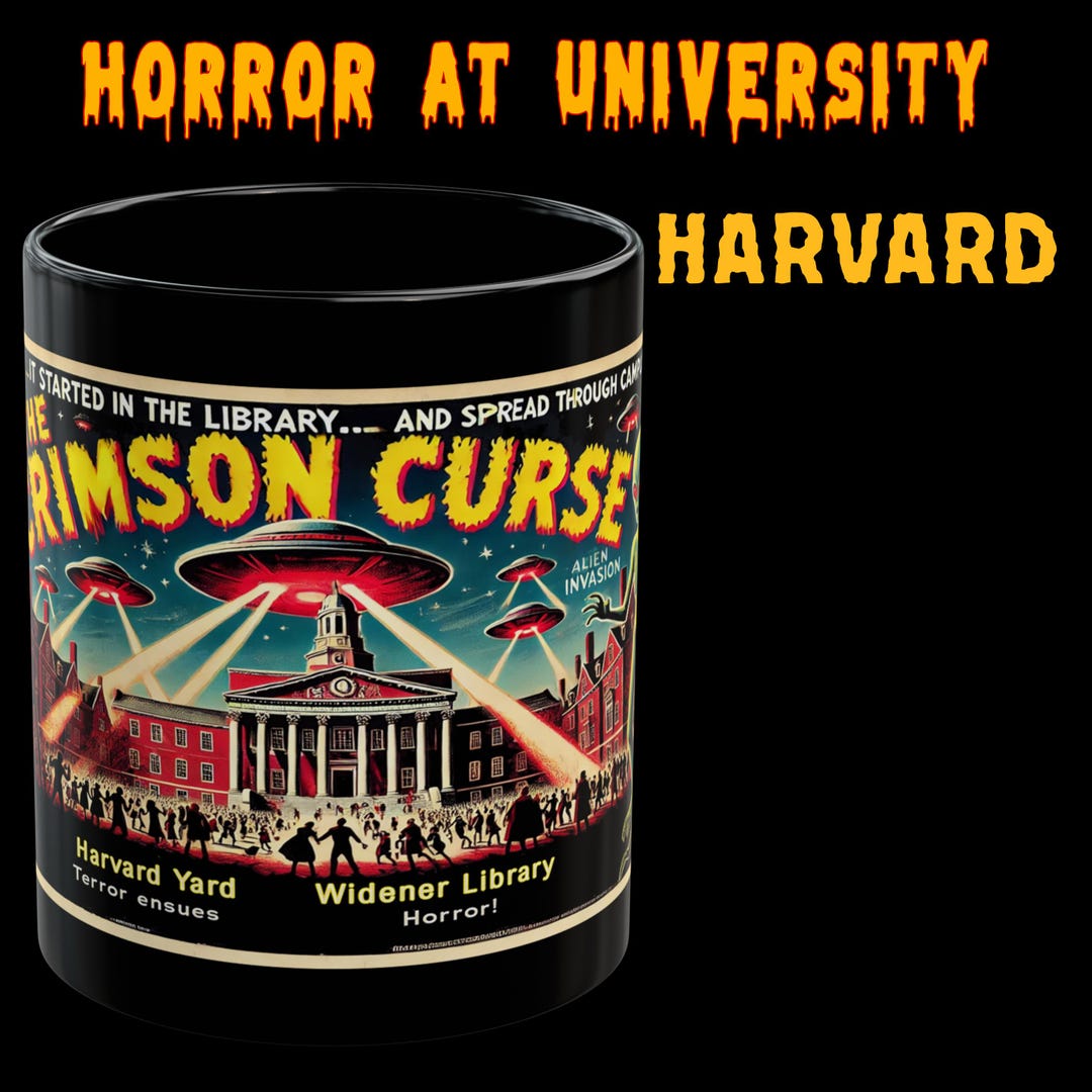 Harvard Horror Movie Poster Mug, Harvard University Alien Invasion ...