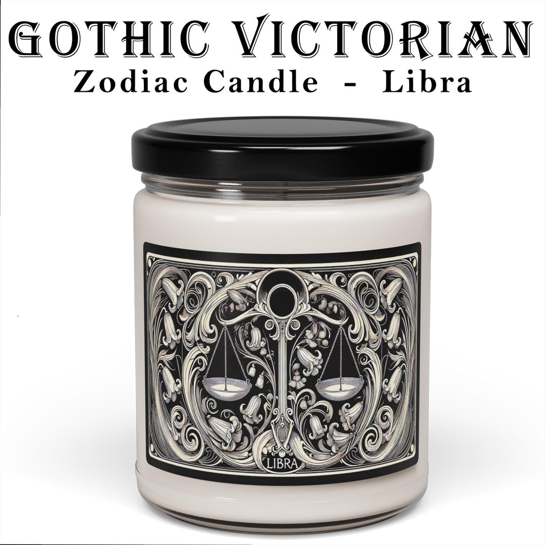 Libra Gothic Victorian Candle, Zodiac Signs Soy Candle, Art Nouveau ...