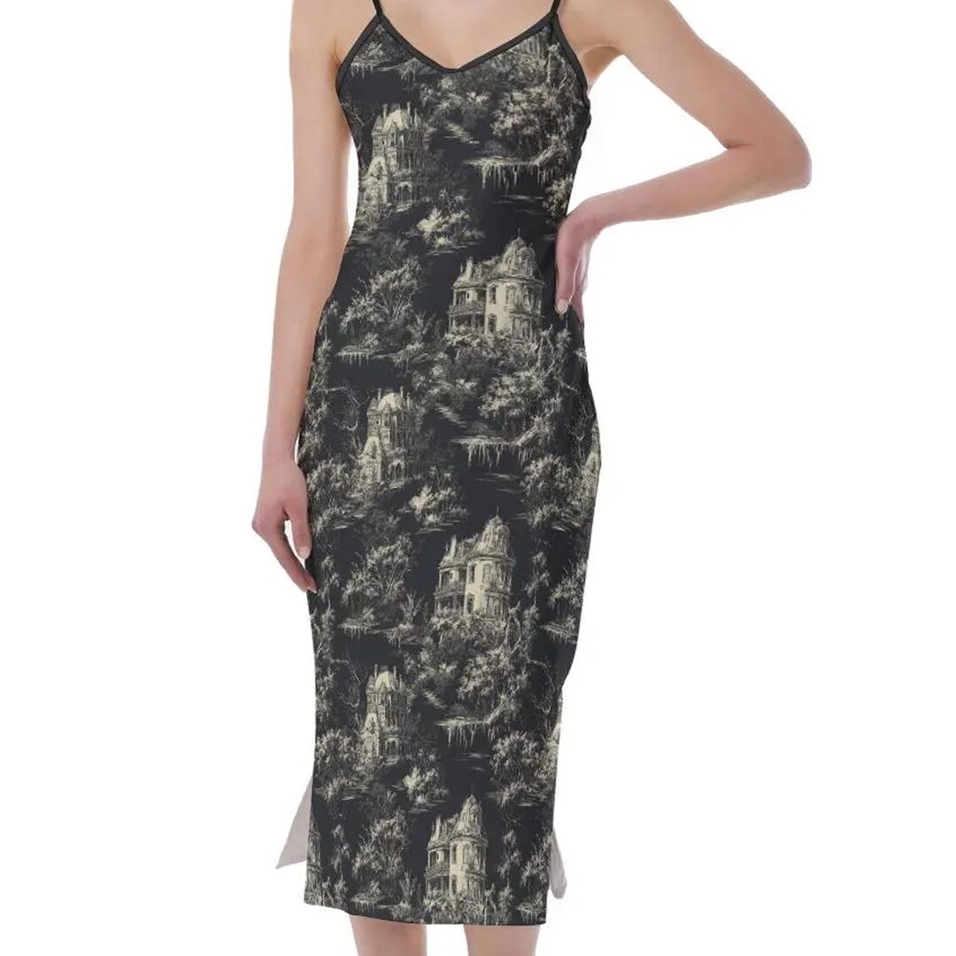 Goth haunted Mansions Print Cami Dress, Unique Christmas Gift for Goth ...