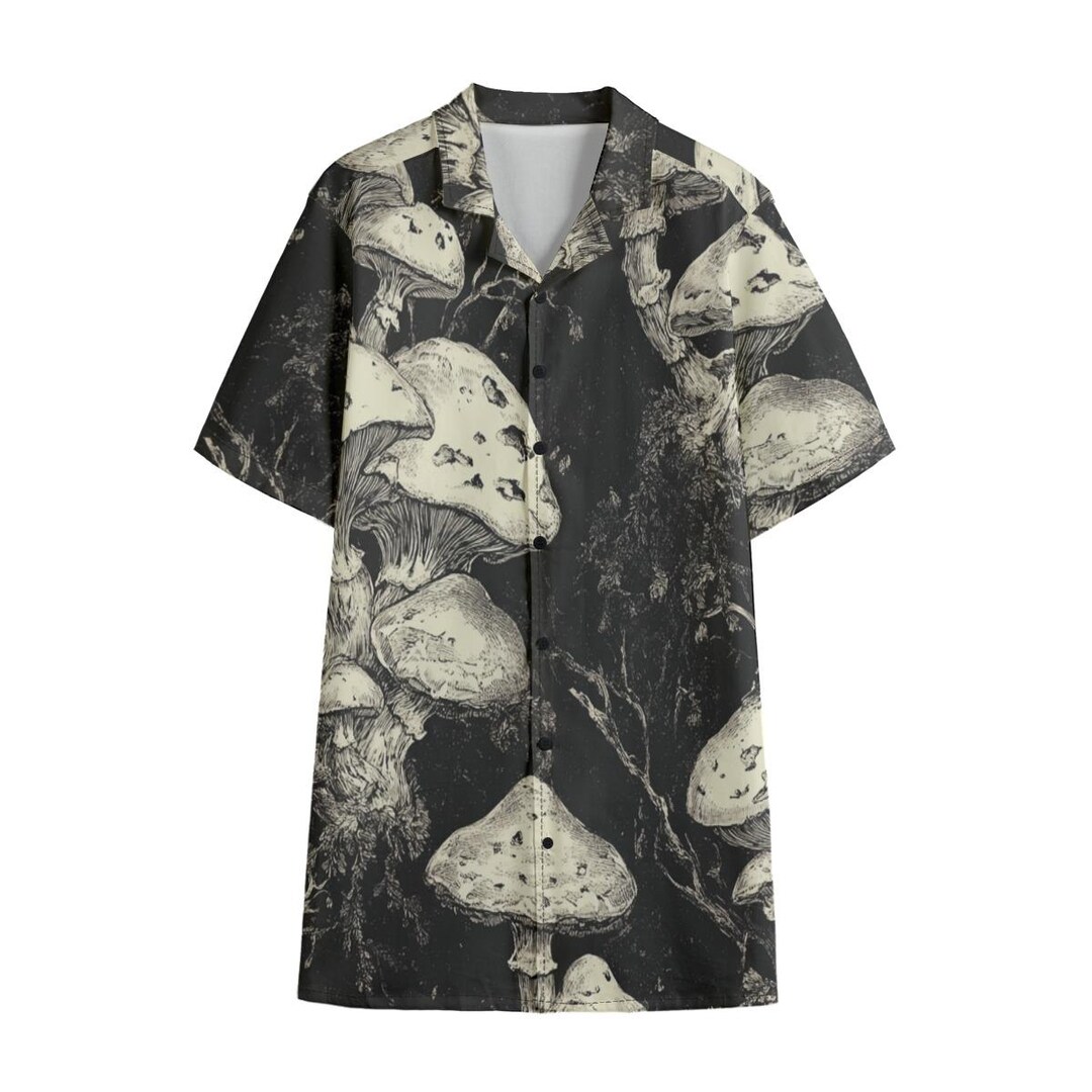 Goth Mushroom Print Men's Hawaiian Shirt, Now Available in Cotton ...