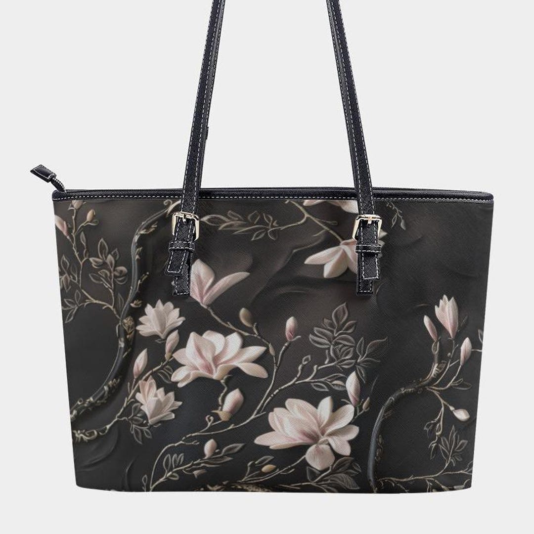 Women's Tote Bag, Magnolias Image Inspired by Victorian Tooled Leather ...