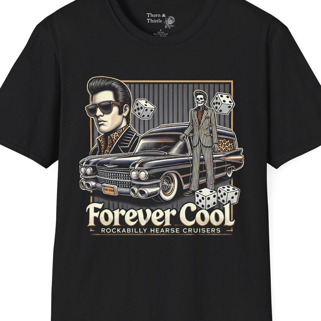 Gothic Skeleton Elvis Hearse Club T-shirt, Rockabilly, Forever Cool ...
