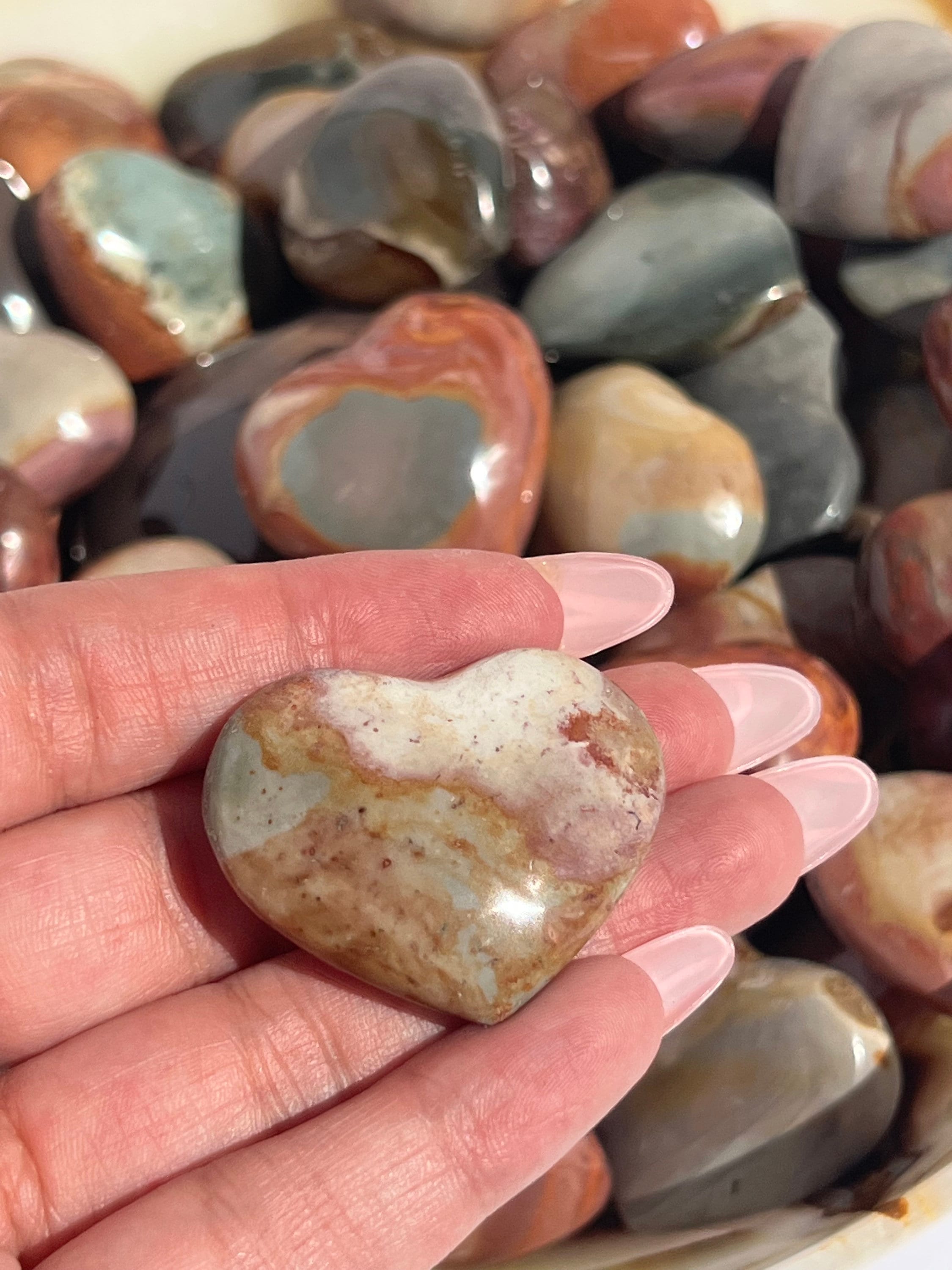 Polychrome Jasper Heart Crystal Carving Desert Jasper Hand Carved ...