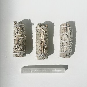 3 Pc White Sage Smudge Kit With Selenite Crystal, Crystal and Smudge ...