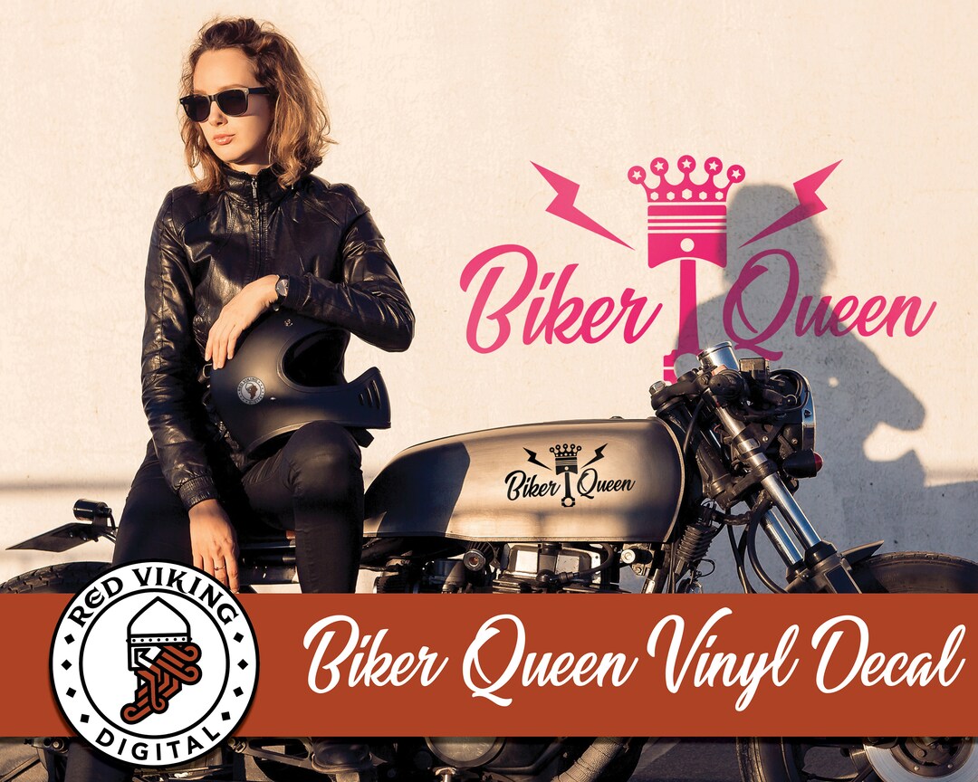 Biker Queen Vinyl Decal - Motorcycle, Car, Laptop - Weatherproof ...