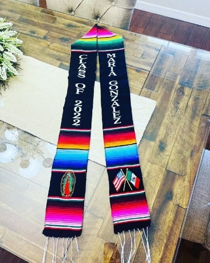 Mexican Sarape Fabric GRADUATION STOLE SASH. Class of 2024, or Any Year ...