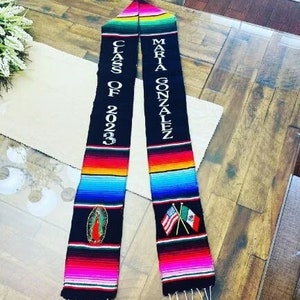 Mexican Sarape Fabric GRADUATION STOLE SASH. Class of 2024, or Any Year ...