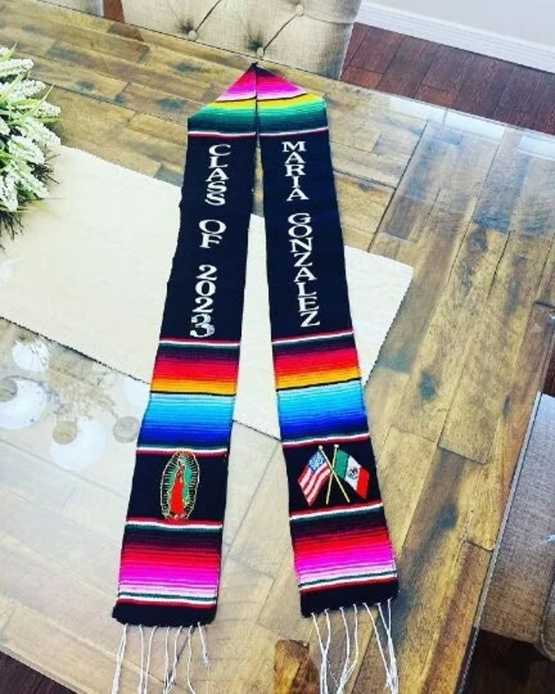 Mexican Sarape Fabric GRADUATION STOLE SASH. Class of 2024, or Any Year ...