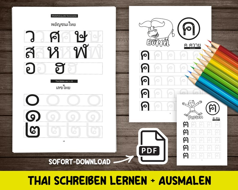 Learning to Write Thai for Children, 48 Pages to Print Out With the ...