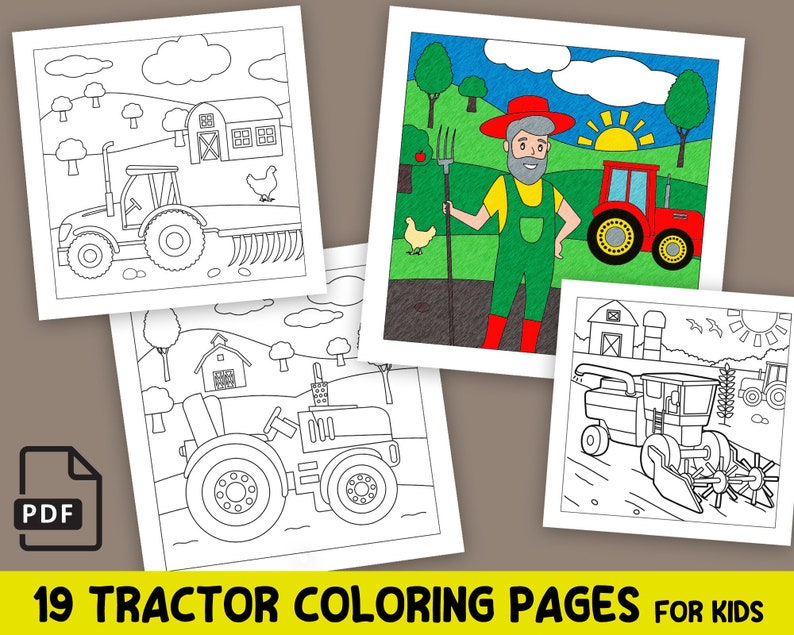 Tractor Coloring Book for Kids Tractor Printable Farm Coloring - Etsy