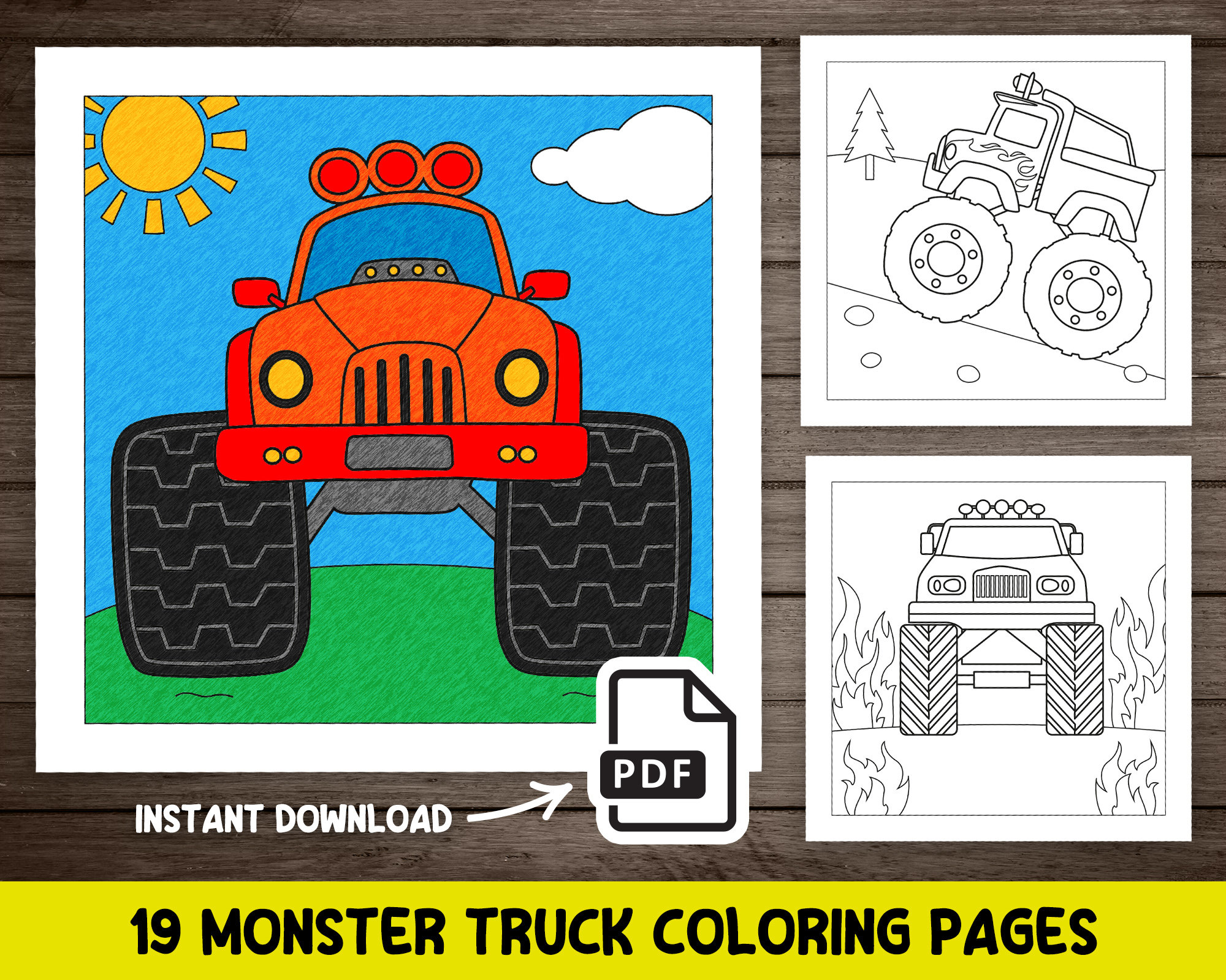 Monster Truck Coloring Book for Kids Monster Truck Printable Coloring ...
