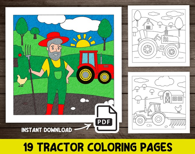 Kids Tractor Coloring Pages – Printable Activity Pack (10 Pages) | A4 ...