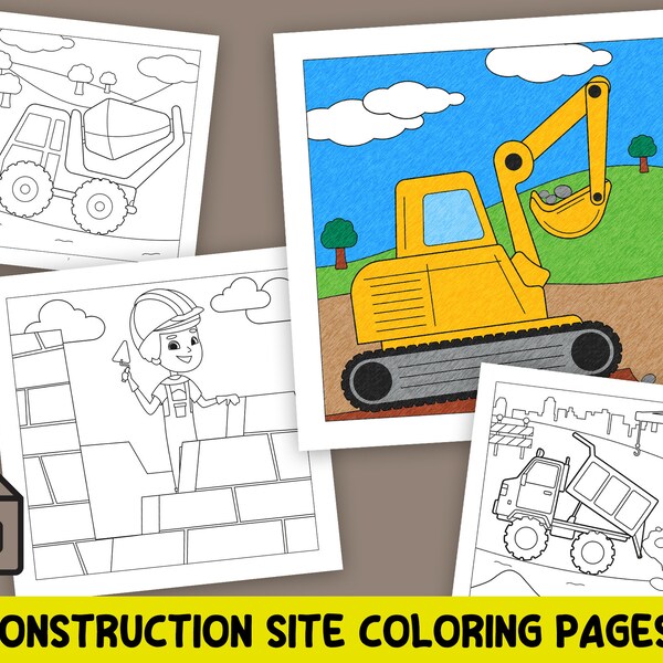 Excavator Coloring Page - Etsy