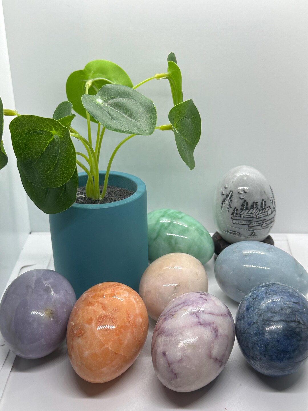Vintage Natural Stone Marble Alabaster Carved Decorative Eggs - Etsy