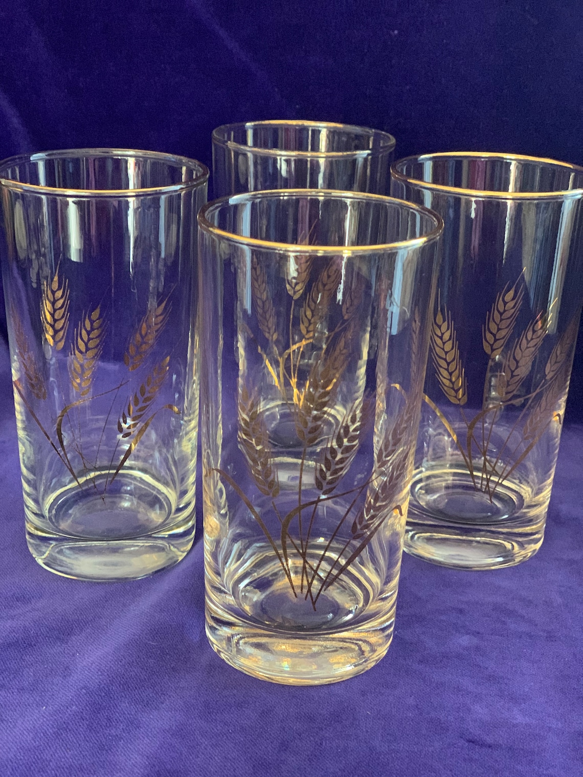 Vintage Gold Gilt Wheat Highball and Juice Glasses - Etsy