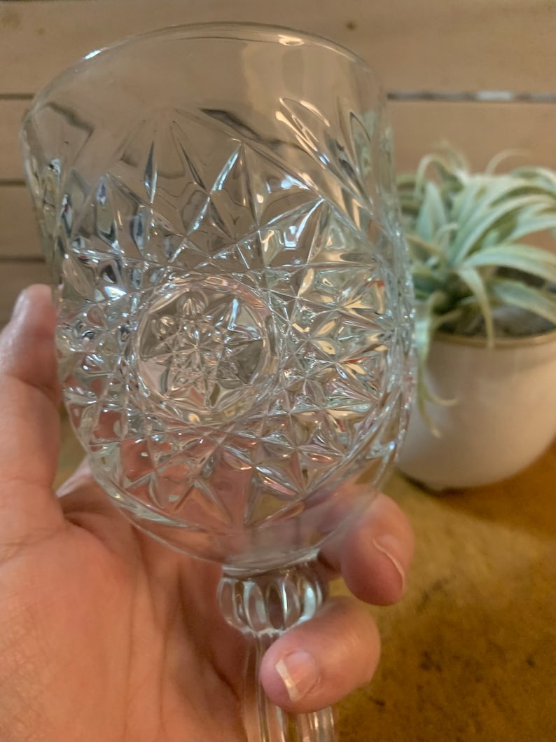 Vintage Cut Glass Libby Hobstar Goblets - Etsy