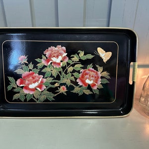 Vintage Japanese Lacquer Trays Floral Design - Etsy