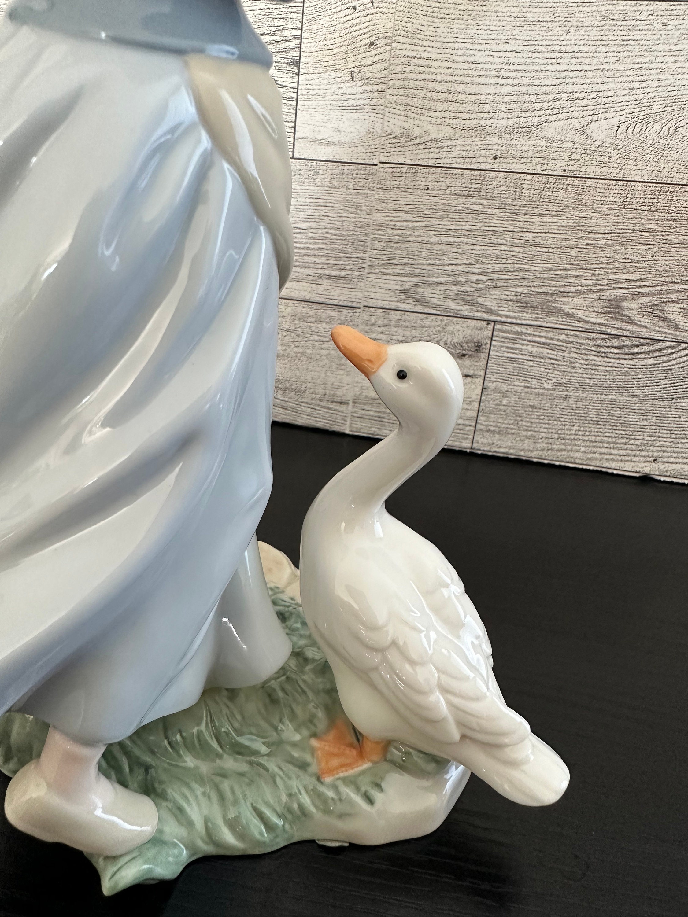 Vintage Porcelain Lady With Duck Lladro Style Statue - Etsy