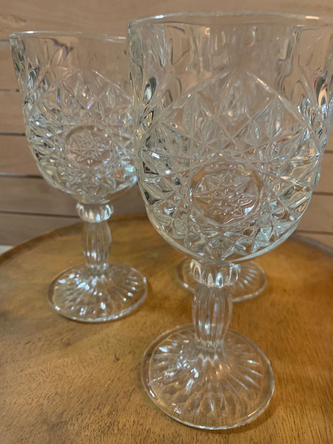 Vintage Cut Glass Libby Hobstar Goblets - Etsy