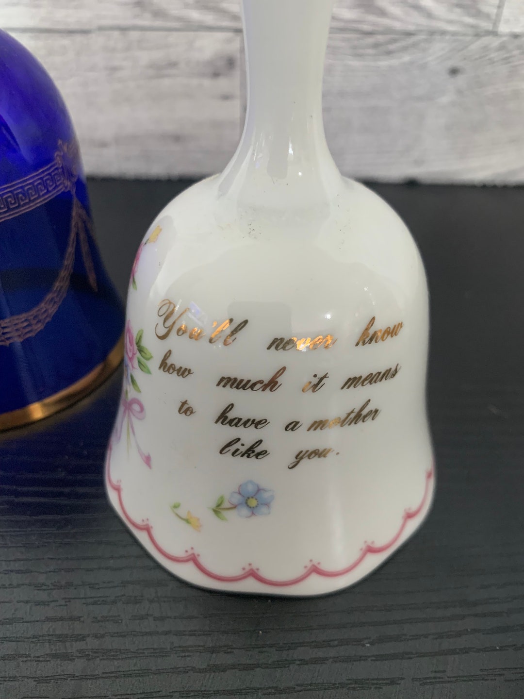 Vintage Collectible Bells, Bohemian Crystal Cobalt Blue and Mother Bell ...