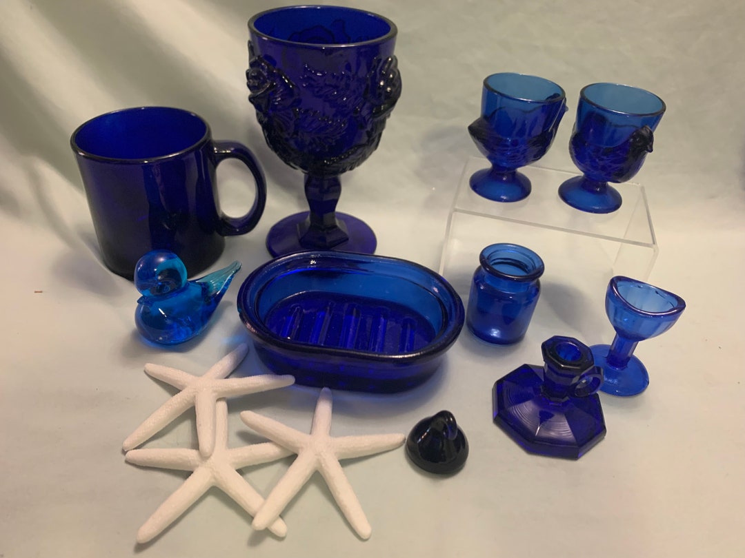 Vintage Cobalt Blue Glass Collection Various Pieces. - Etsy