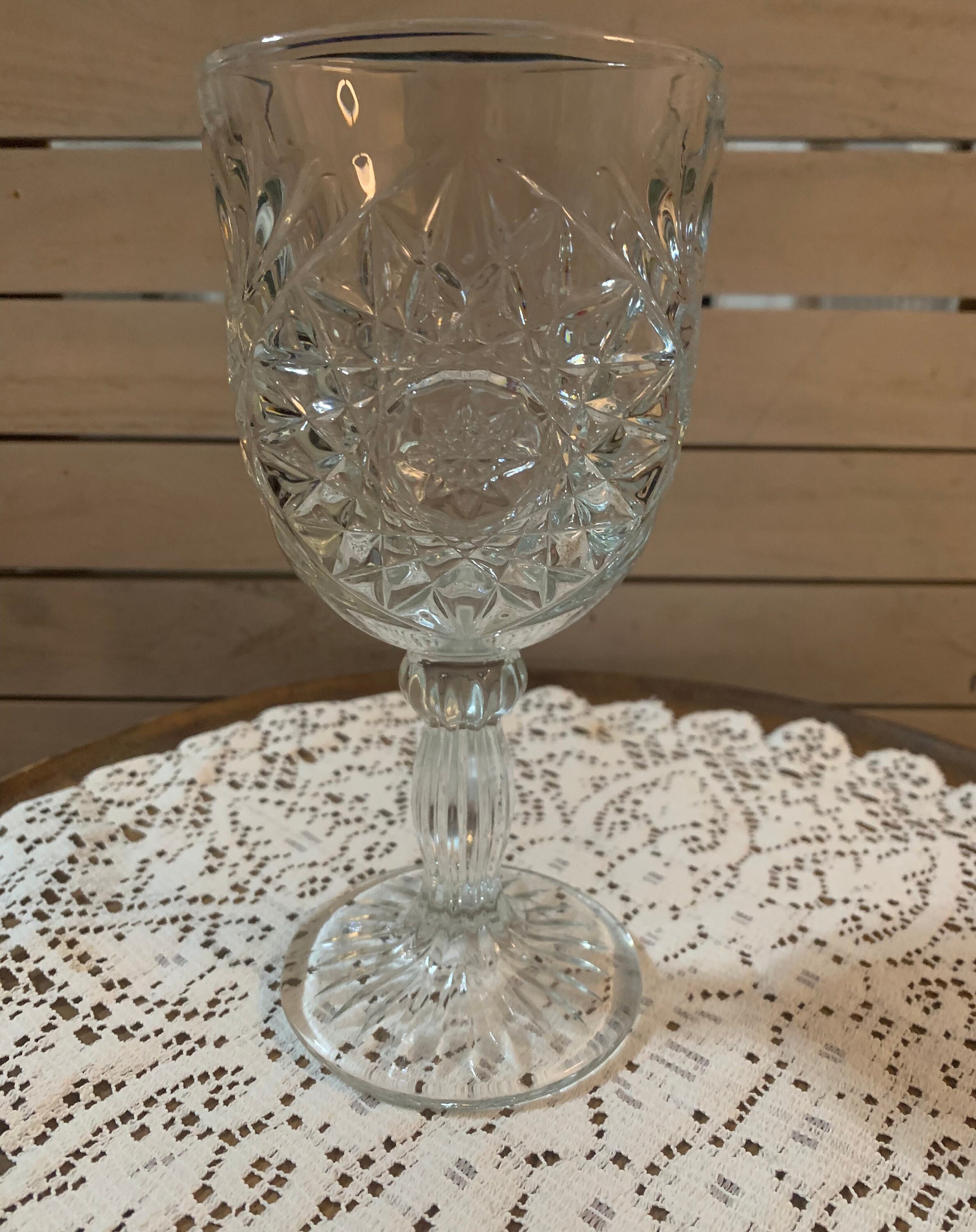 Vintage Cut Glass Libby Hobstar Goblets - Etsy