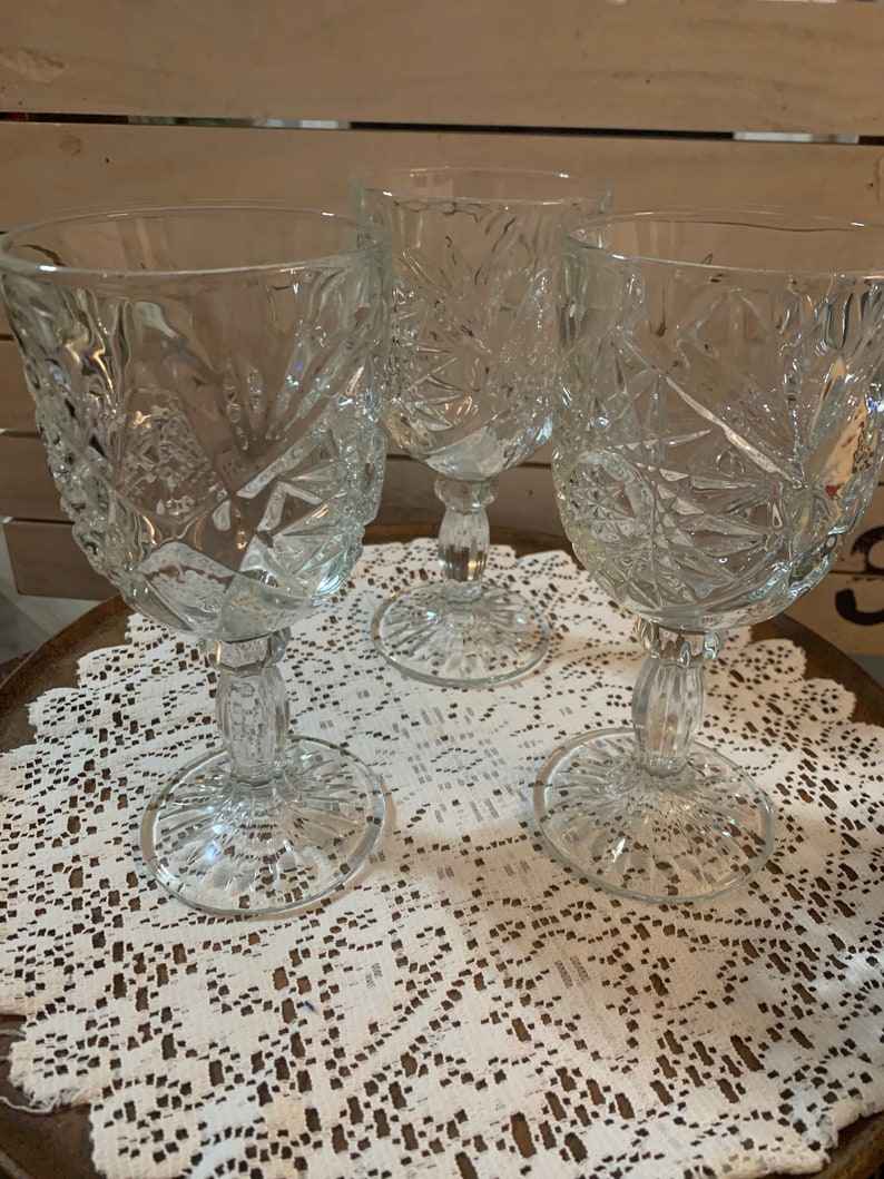 Vintage Cut Glass Libby Hobstar Goblets - Etsy