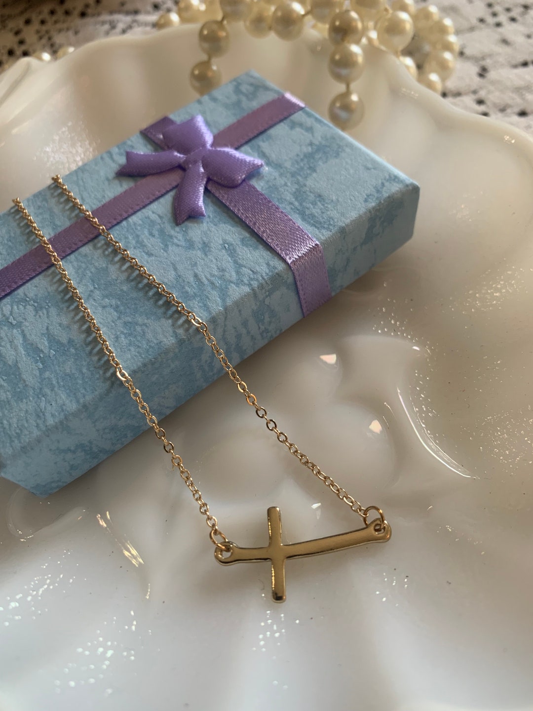 Simple Side Cross Necklace - Etsy