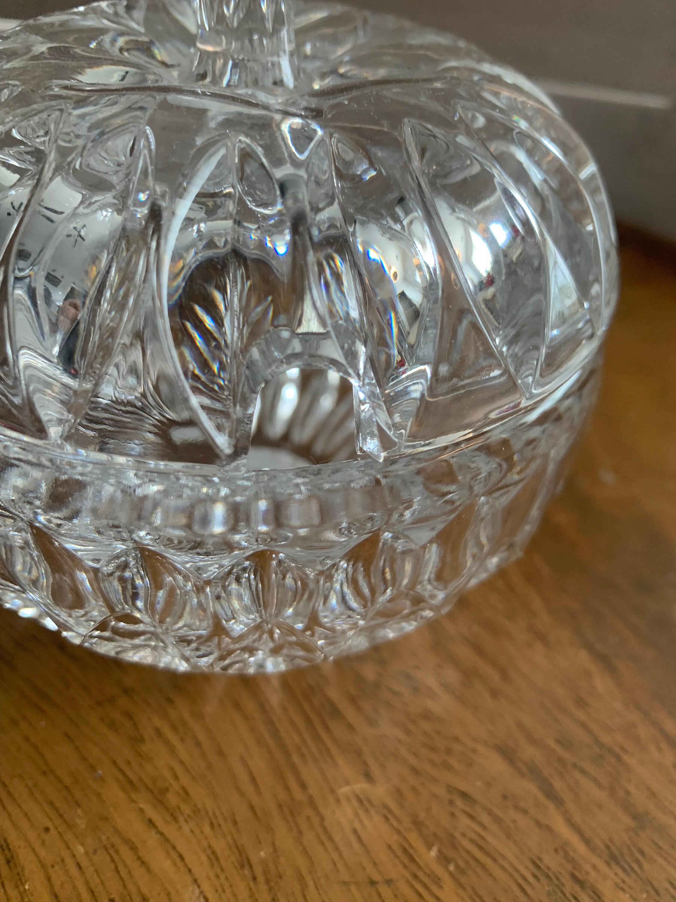 Gorham Full Lead Crystal Apple Shaped Covered Trinket Box Candy Dish ...