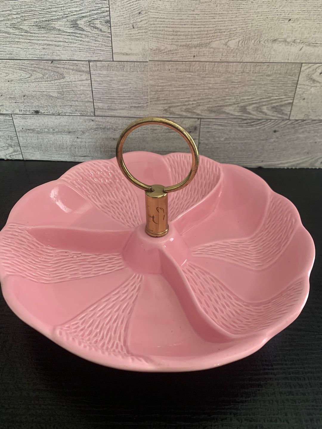 Vintage California Pottery Pink Appetizer Condiment Serving Dish ...