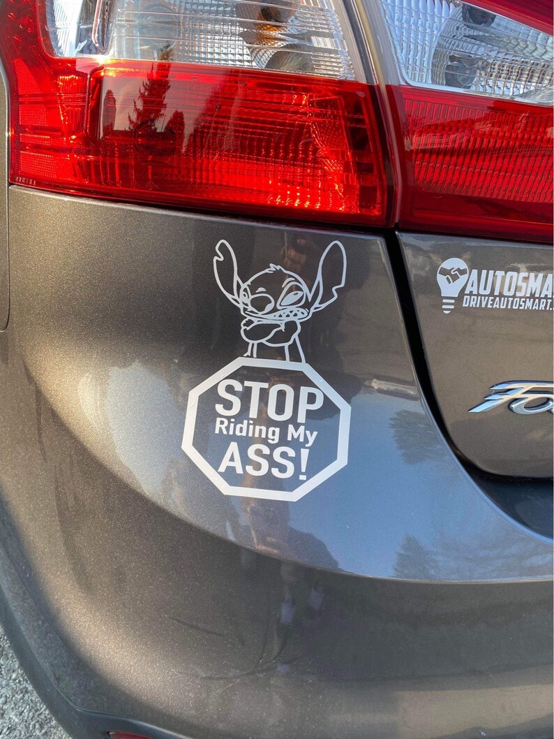 Stitch Car Decal Bumper Sticker Window Decal Stop Riding My A - Etsy