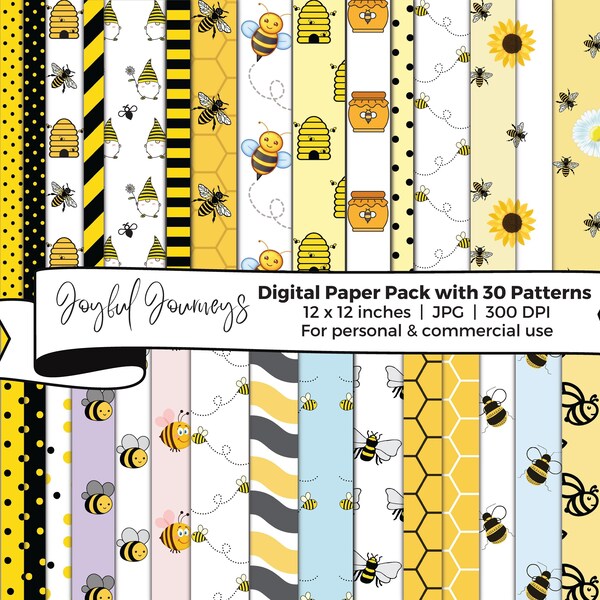 Bee Digital Paper - Etsy