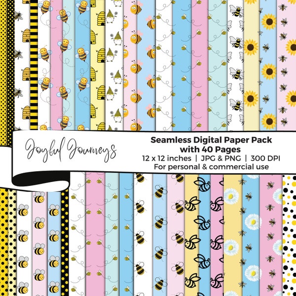 Bee Digital Paper - Etsy