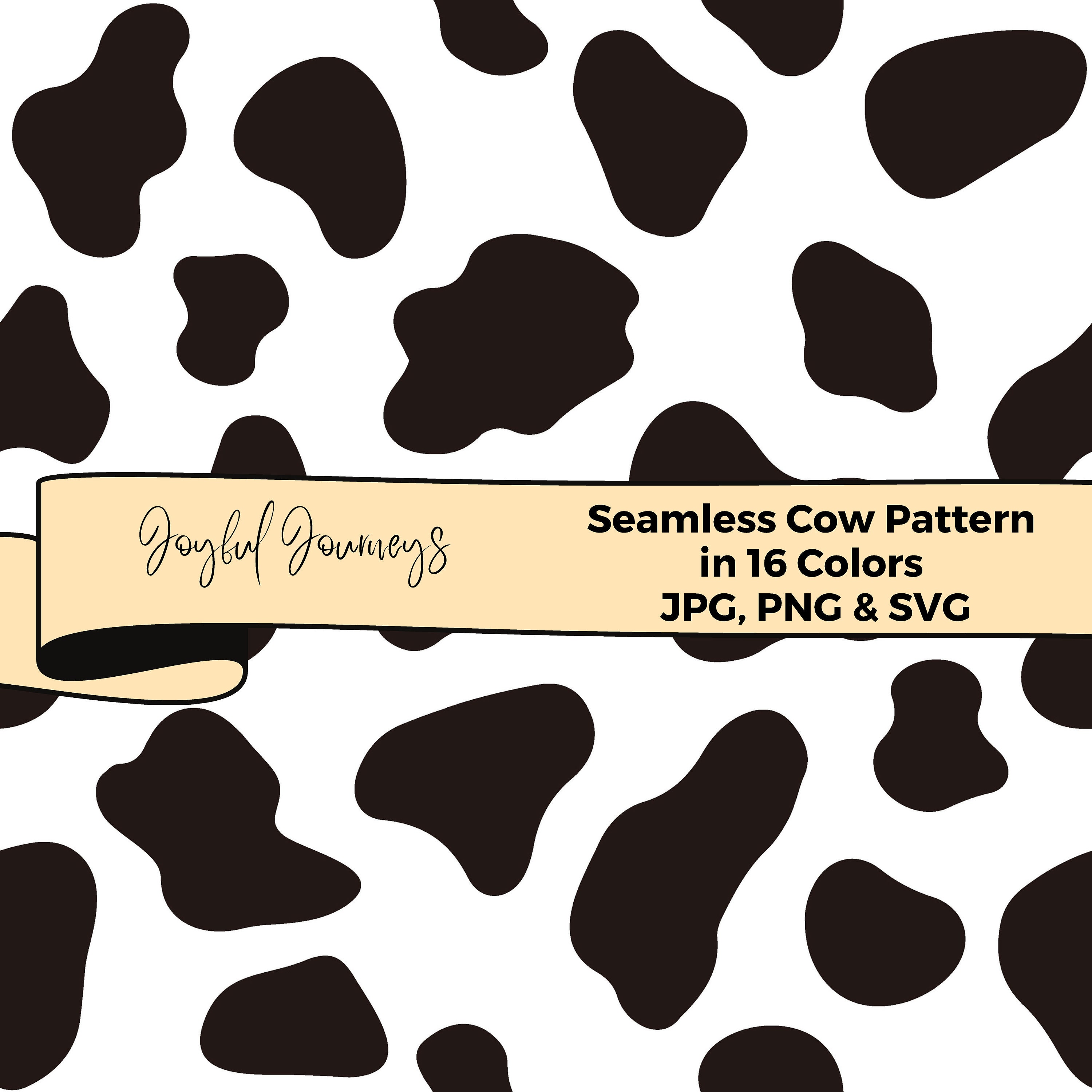 Seamless Cow Pattern Digital Paper, Cow Print Pattern SVG JPG PNG, Cow ...