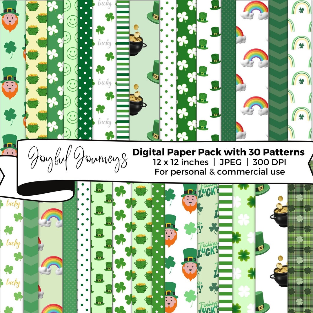 St. Patrick's Day Digital Paper Printable Digital Papers - Etsy