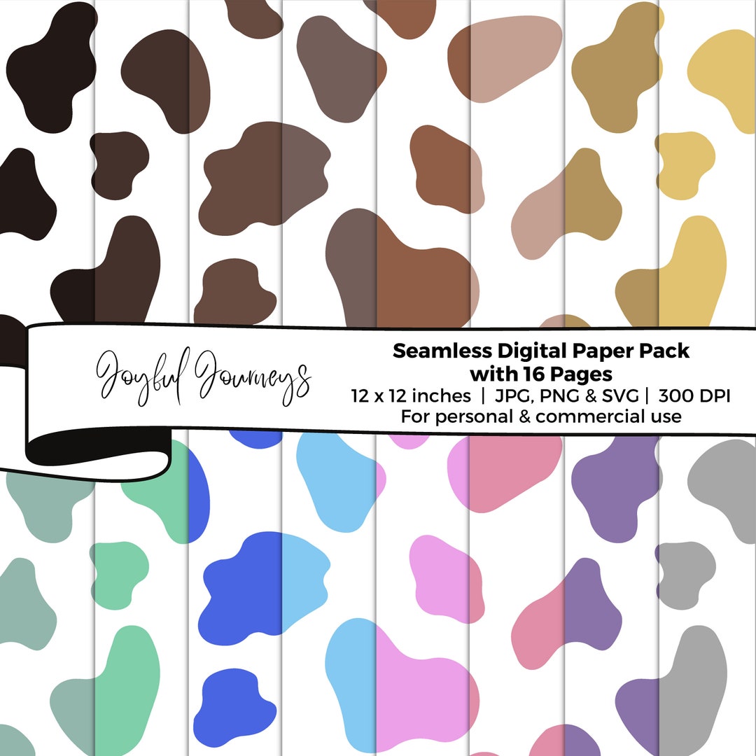 Seamless Cow Pattern Digital Paper, Cow Print SVG JPG PNG, Cow Spots ...