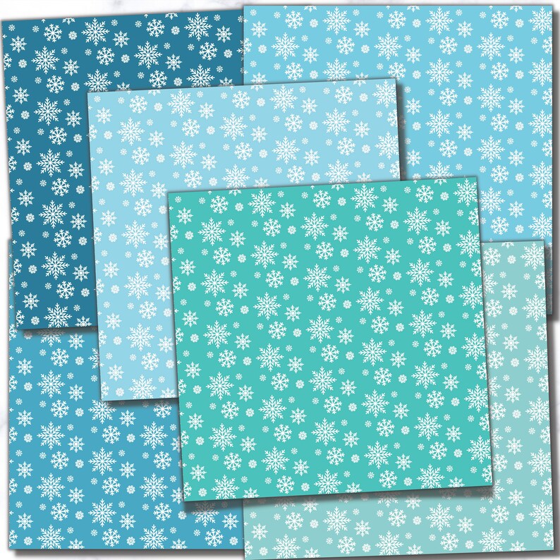 Snowflake Digital Paper: Christmas Seamless Patterns, Scrapbook Papers ...
