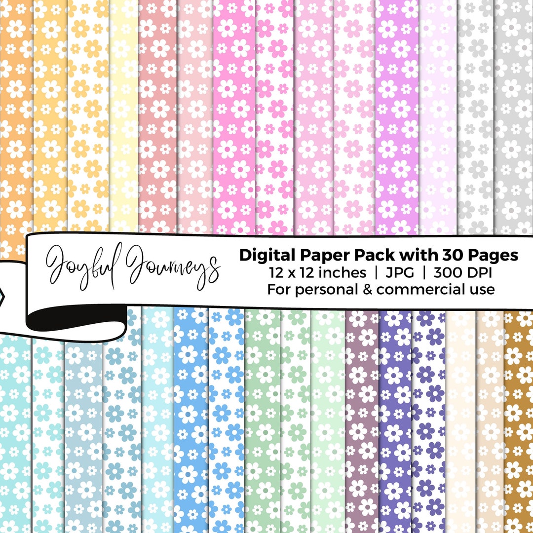 Flowers Digital Paper, Pastel Colours, Cute Flowers, Floral ...