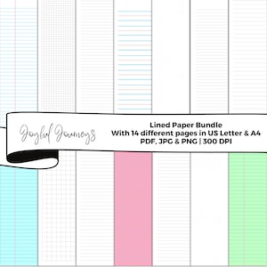 Printable Lined Paper Bundle: Handwriting Practice, Wide Rule, Notebook ...