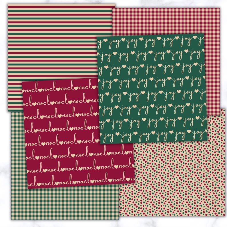 Christmas Digital Paper: Vintage, Seamless Patterns, Holiday, Plaid ...
