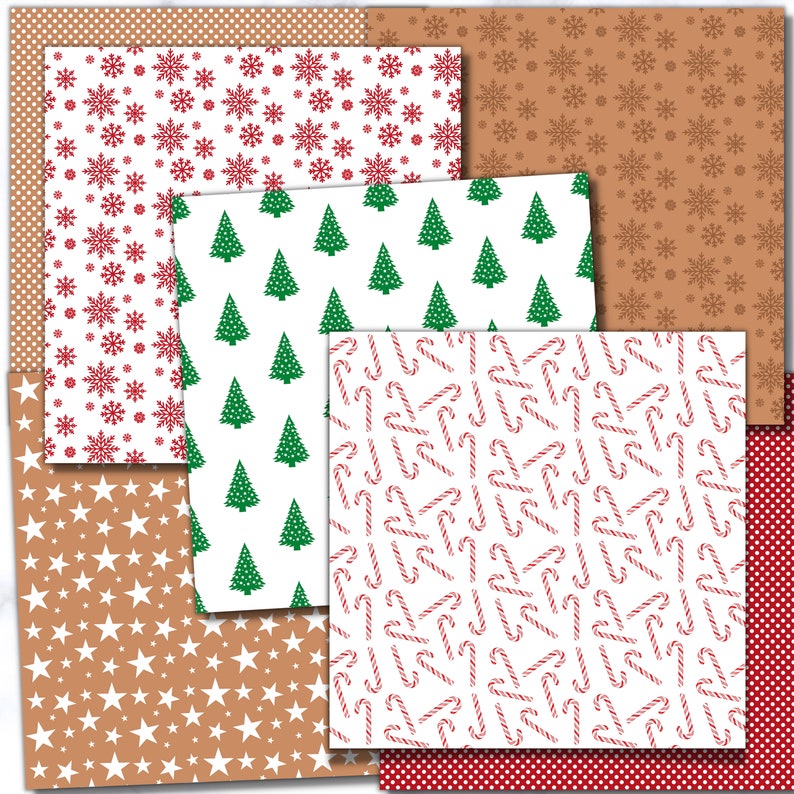 Country Christmas Digital Paper, Holiday Scrapbook Papers, Christmas ...